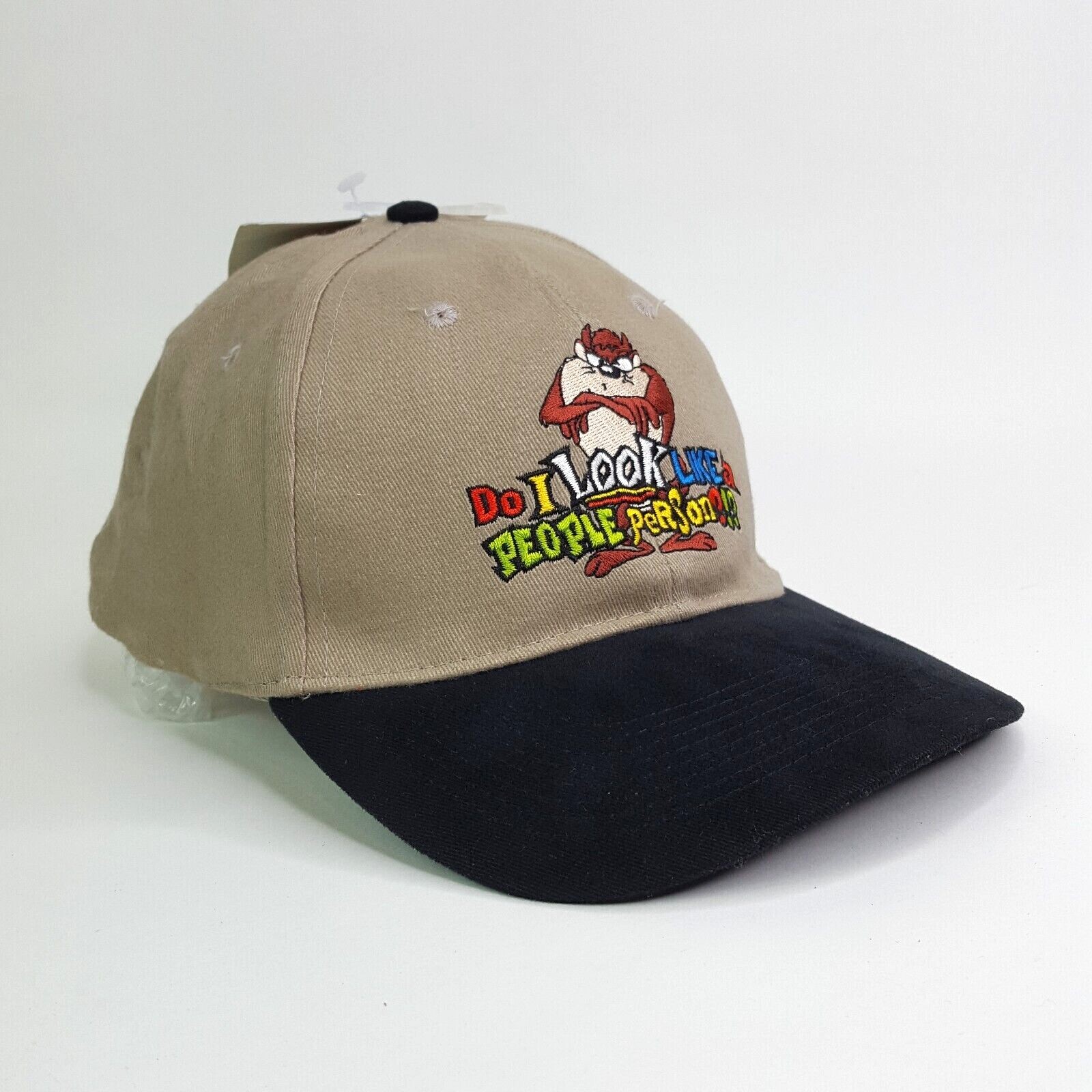 VTG 90s Taz Cartoon Snapback Hat Beige Looney Tunes Adjustable Baseball ...
