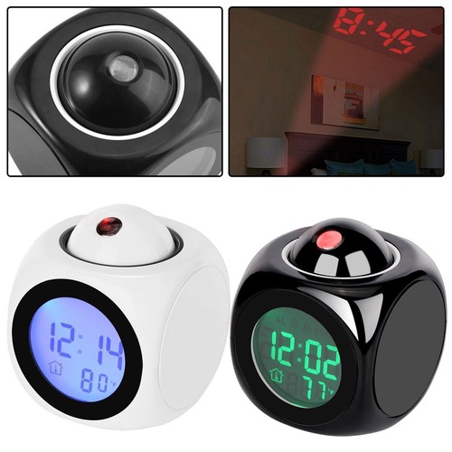 Digital LED Projection Alarm Clock Projector Voice Talking Time ...