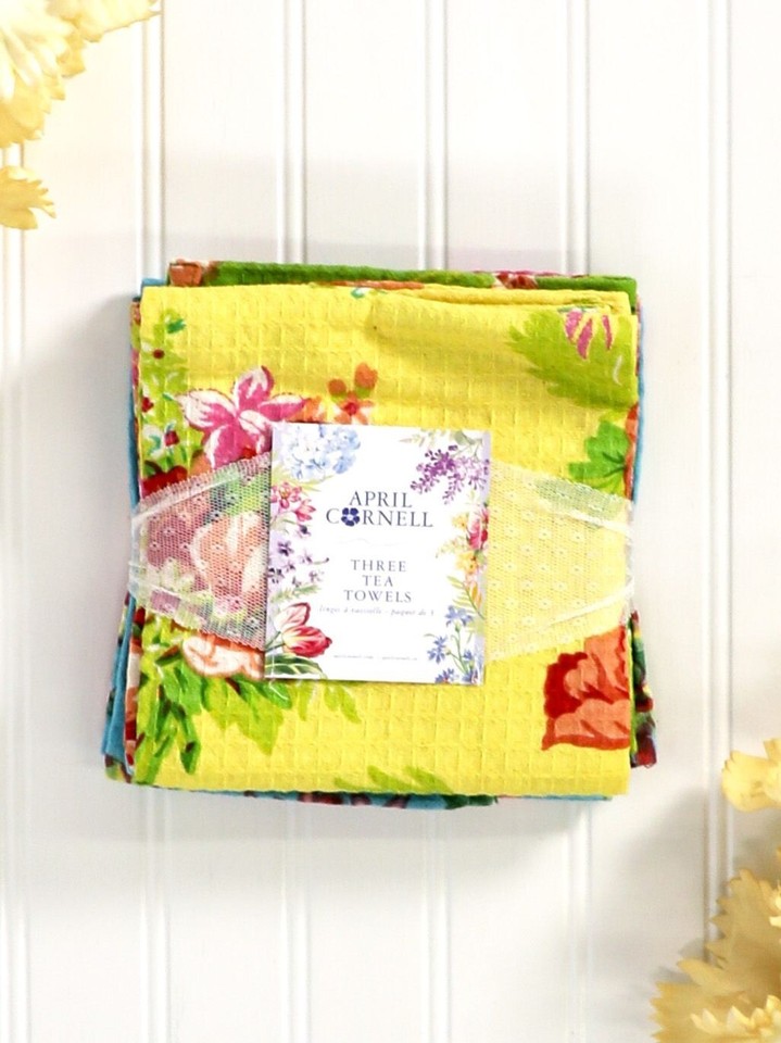 April Cornell Sunshine Patchwork Tea Towel Bundle Multi-Color Set of 3 ...