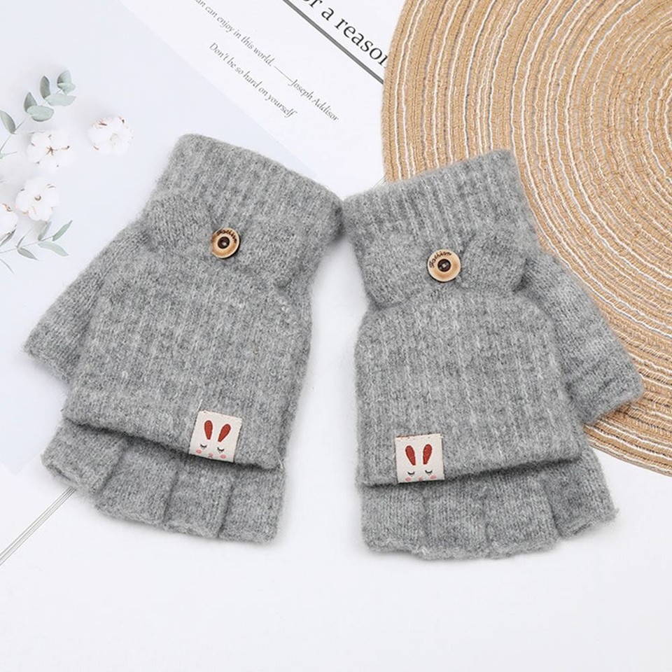 Soft Half Finger Mitten Warm Cashmere Gloves Fashion Knitted Gloves Men ...