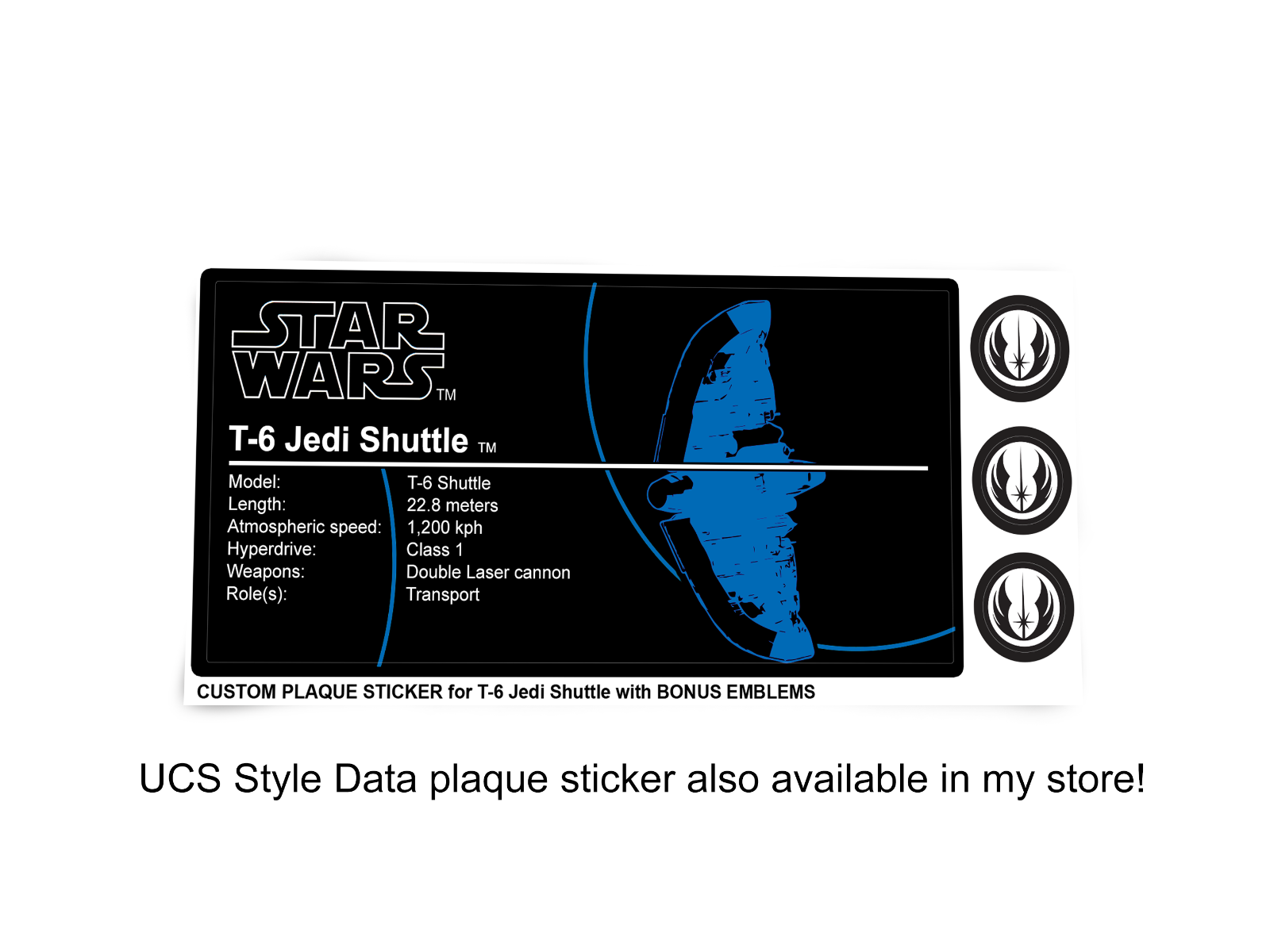 DISPLAY STAND for Star Wars Lego 75362 Ahsoka Tano's T-6 Jedi Shuttle ...