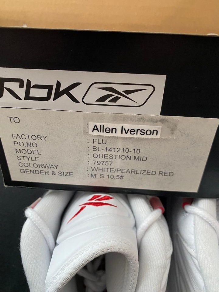 ALLEN IVERSON AUTOGRAPHED PE "SAMPLE" PLAYER EDITION REEBOK QUESTION ...