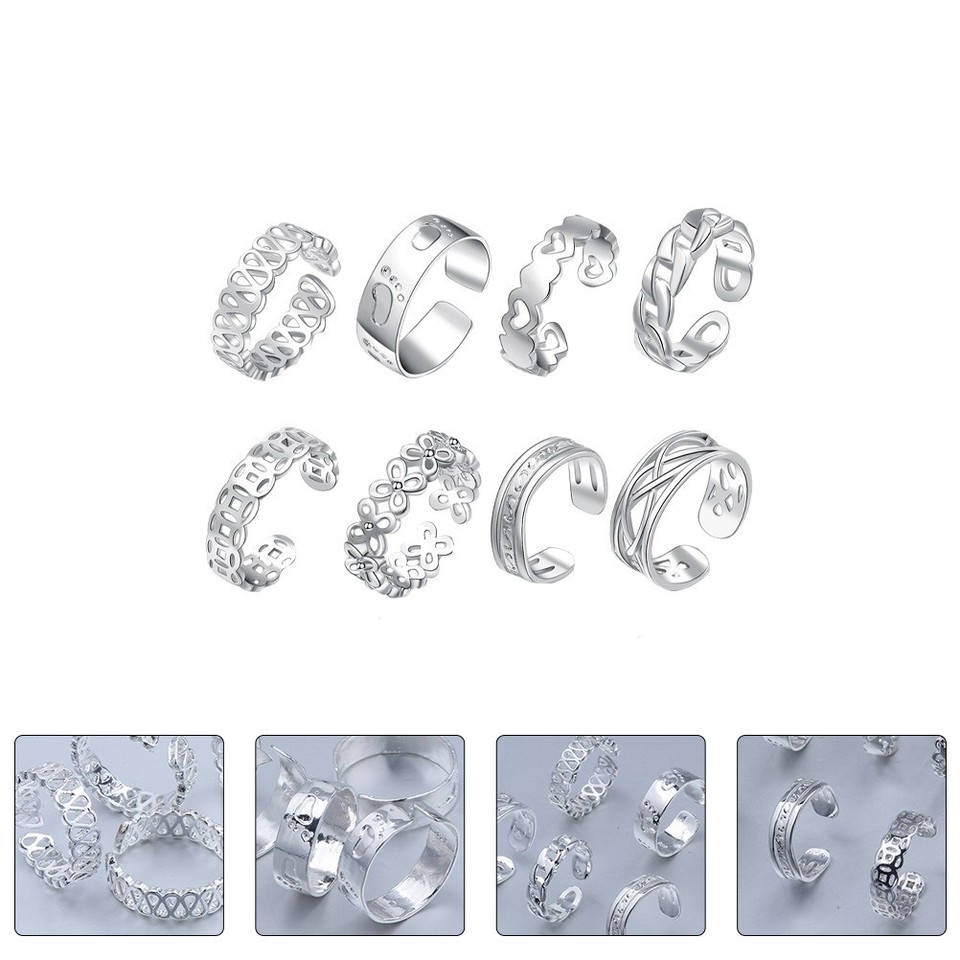 8PCS Fashion Silver Opening Knuckle Rings Women Toe Decoration | eBay ...