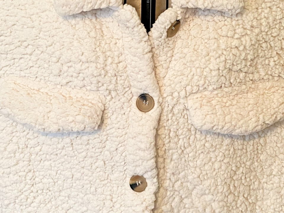 Faux Sherpa Teddy Long Shacket Jacket Shirt Cream Colored Oversized | eBay