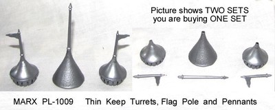 Marx reissue castle thin keep turrets, flag pole and pennants | eBay