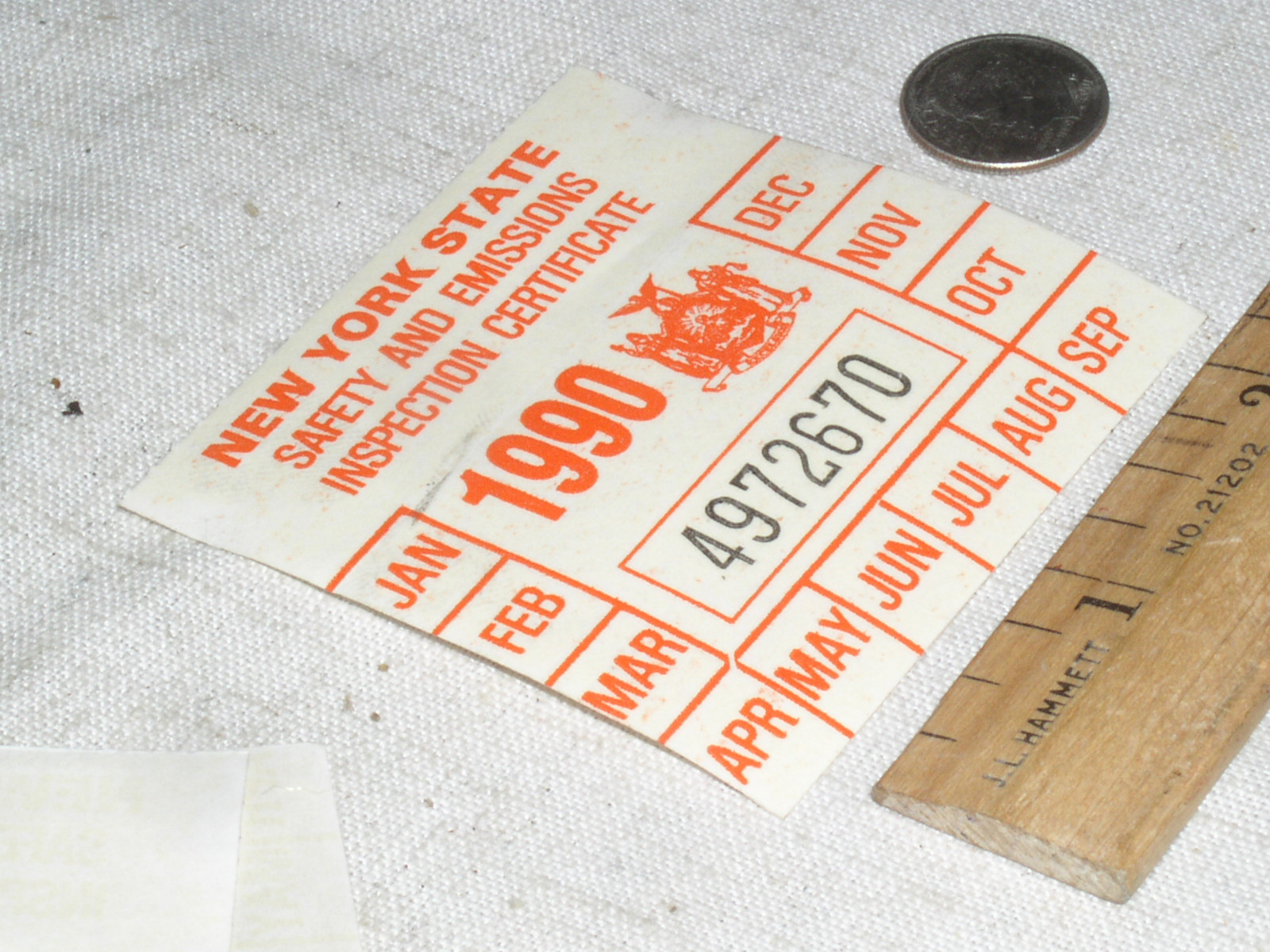 VINTAGE 1990 NY N.Y.S NEW YORK STATE CAR AUTO SAFETY EMISSION ...