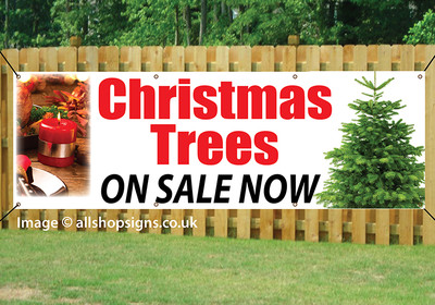 CHRISTMAS TREES SOLD HERE SIGN Banner OUTDOOR SIGN PVC with Eyelets 003 ...