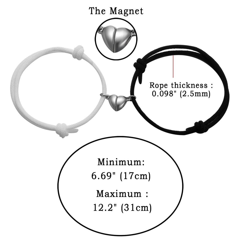 2Pcs Magnetic Couple Bracelet Love Friendship Distance Bracelet Set ...