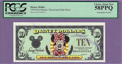 1999 D $10 MINNIE MOUSE DISNEY WORLD DISNEY DOLLAR D00040053A 58PPQ ...