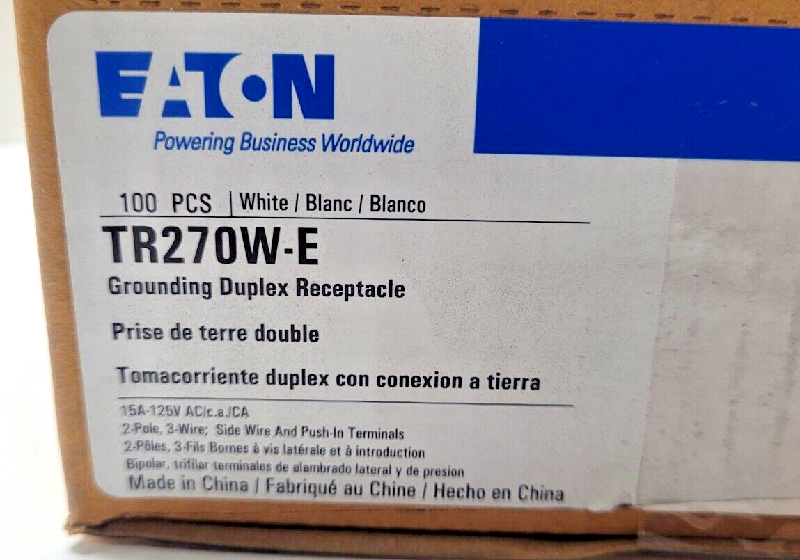 Eaton TR270W 15A Tamper Resistant Residential Duplex Outlet White Case ...