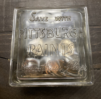 Vtg 1940’s Save With Pittsburg Paints Smooth As Glass Square Clear ...