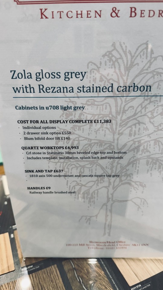 ex kitchen display including quartz worktops and quartz lined sink with ...