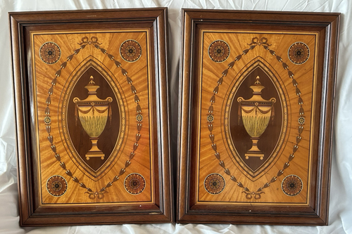 Antique George III & Adams Style Marquetry Inlay Urn Wall Panel Pair ...