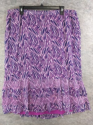 Russell Kemp Skirt Womens 2X Purple Pink Lined Chiffon Pull-On Tiered ...