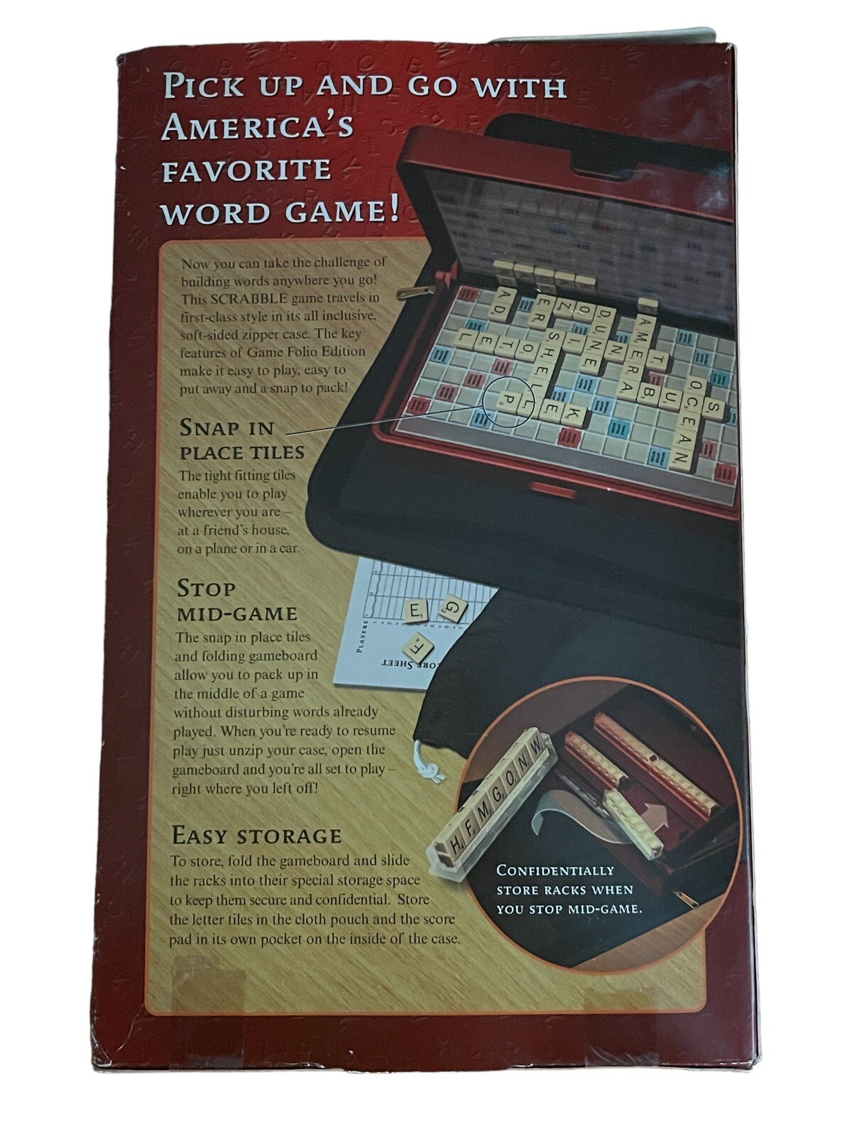 VTG Scrabble Game Folio Travel Edition Zippered Case HASBRO 2001 ...