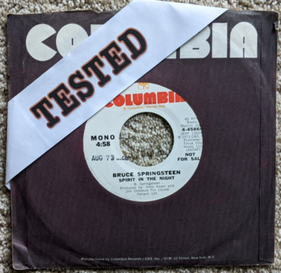 Bruce Springsteen Rare Promo 45 rpm: Spirit In The Night - 1973 ...