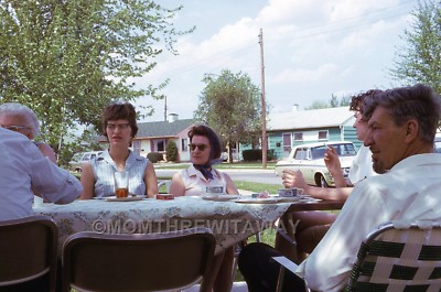 1965 COLOR SLIDE 770 Ohio People Outdoors Table Drinks Coffee ...