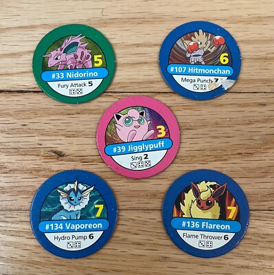 1999 Pokemon Master Trainer Board Game Replacement Pieces, POGS, Coins ...