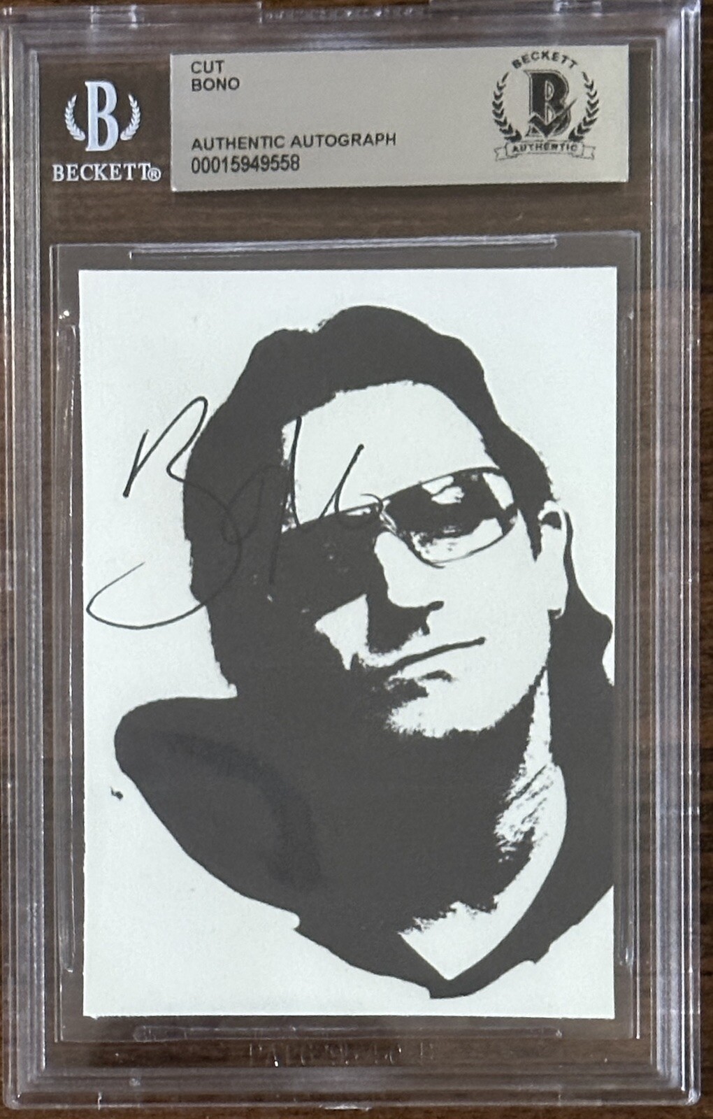 Bono U2 Signed B&W Picture Photograph Print Cut BAS Beckett COA ...