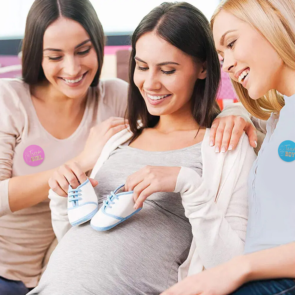 48pcs/2sheets Boy Girl Gender Reveal Sticker Paper Baby Shower ...