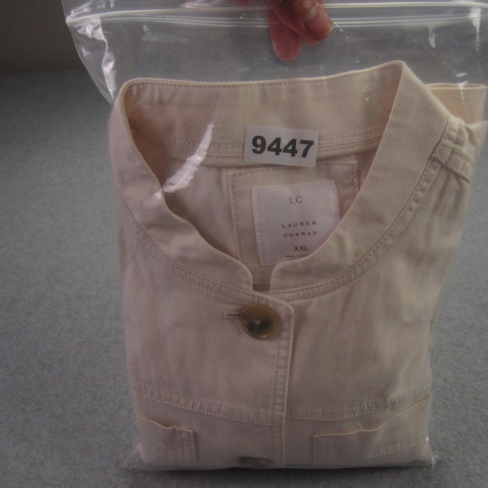 Lauren Conrad LC Jacket Womens XXL Cream Utility Cropped Casual Twill ...
