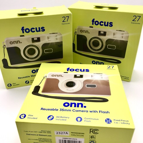 NEW Lot of 3 ONN Reusable 35mm Camera With Flash 27 Exposures Sealed ...