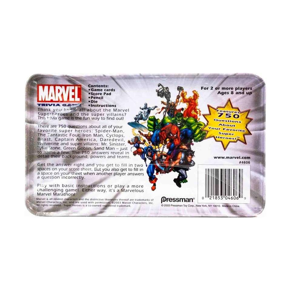 Pressman Boardgame Marvel Trivia Game (Tin Ed) Box NM 21853046069| eBay