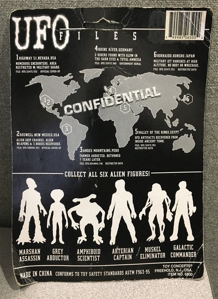 1996 UFO Files Toy Concepts Bendable Alien 6” Toy Action Figure Eyes ...