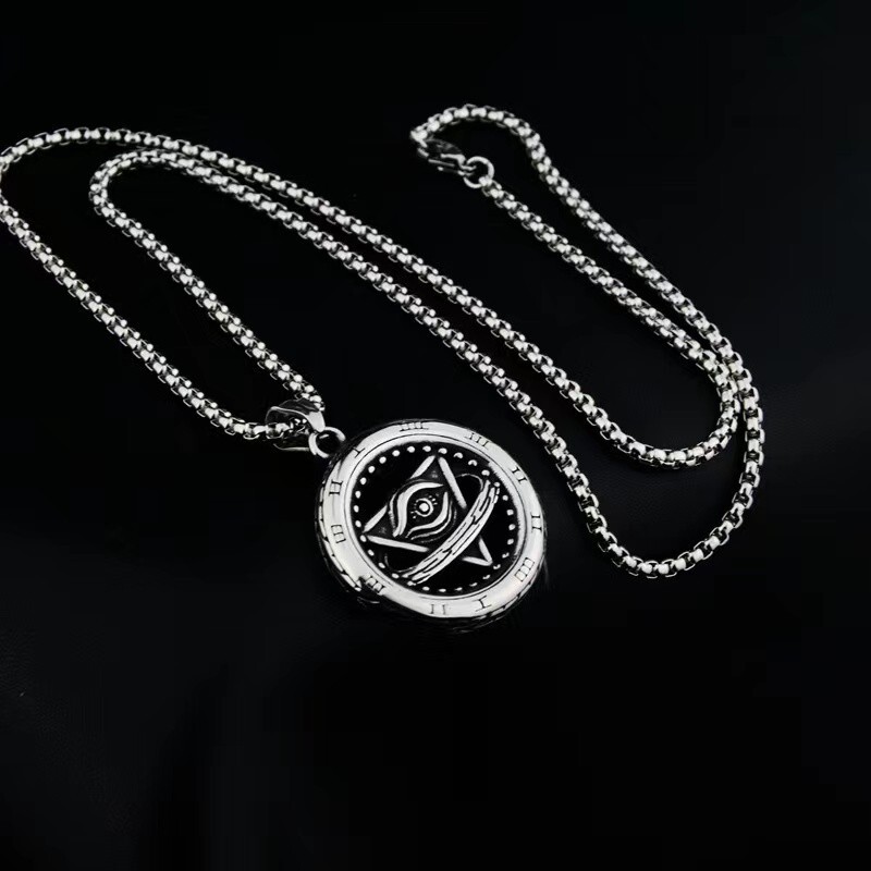 Men Silver Eye of Providence Pendant Illuminati Necklace Punk Jewelry ...