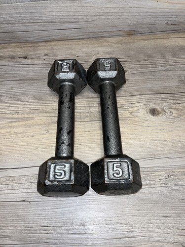 Pair of 5 LB Pound Dumbbell Set Hex Head Dumbbells Hand Weights | eBay