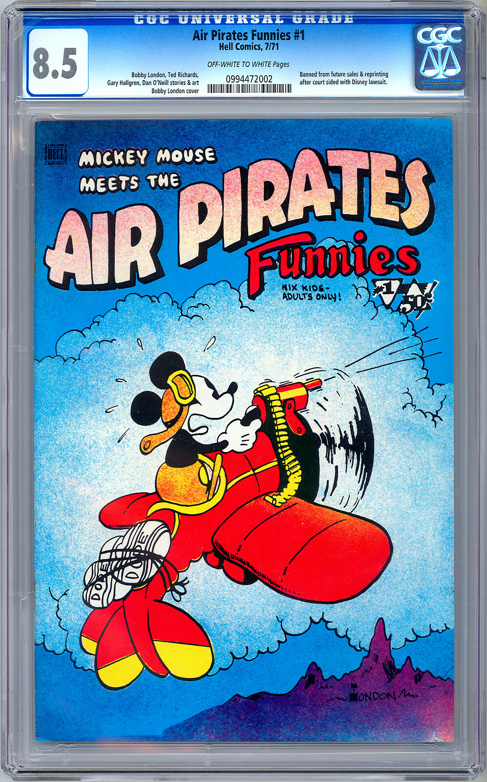 AIR PIRATES FUNNIES #1 CGC 8.5 RARE MICKEY MOUSE *BANNED BY DISNEY ...