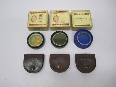 2 Vtg Rolleiflex Rolleicord Camera Filters Green & Clear UV &Boxes ...
