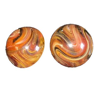 VTG Dome Plastic Clip On Button Earrings Marbled Retro Brown Orange Shades Round | eBay