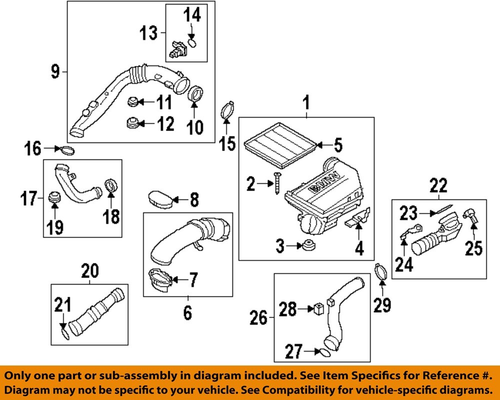 BMW OEM 08-16 X6 Turbo Turbocharger Intercooler-Air Inlet Duct Left ...