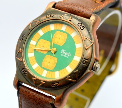 VINTAGE ALEXIS QUARTZ GREEN DIAL WATCH | eBay