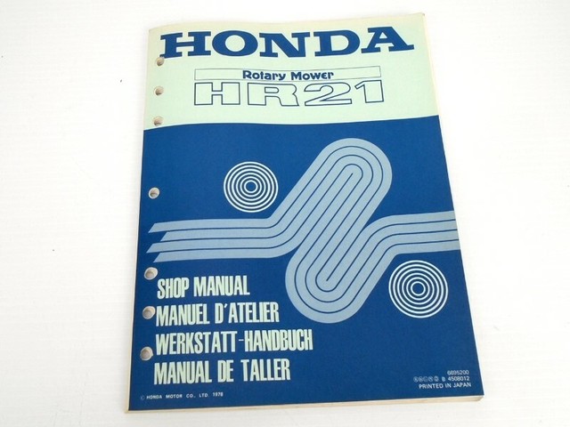 NOS Genuine Honda Shop Service Repair Manual Hr21 Lawn Mower 6695200 ...