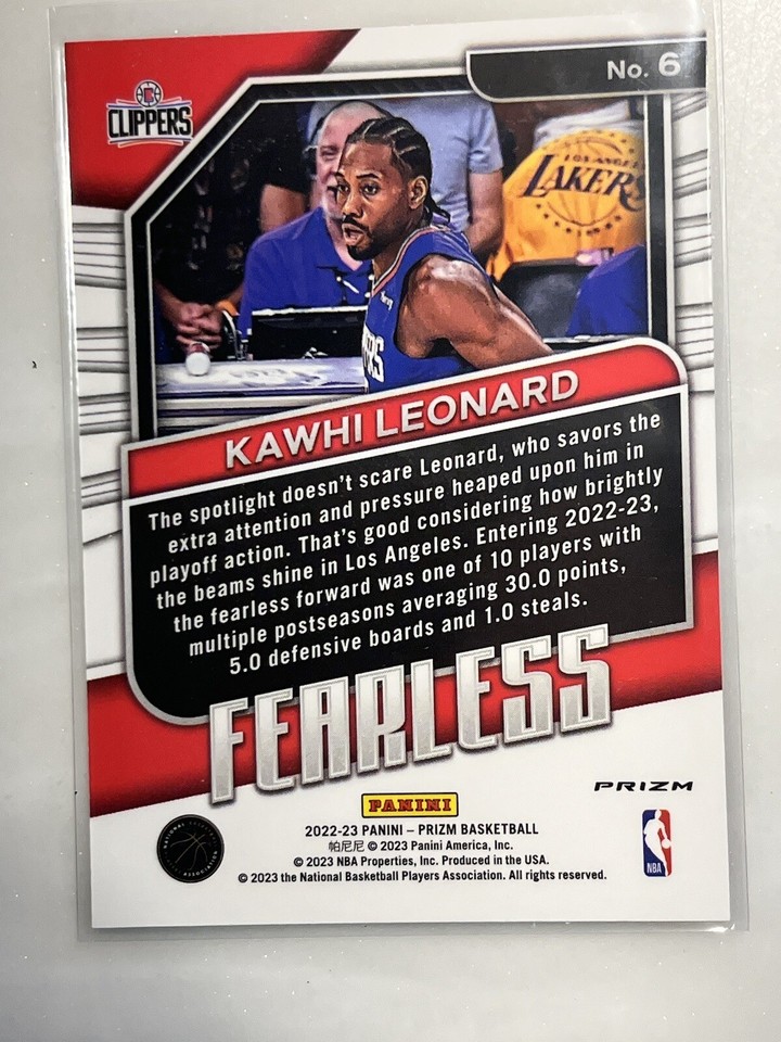 2022-23 Panini PRIZM Kawhi Leonard FEARLESS Disco Prizm SP No.6 ...