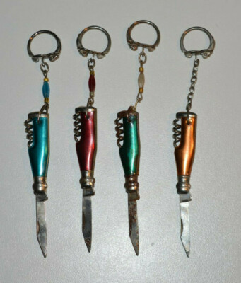 Pocket knife vintage old blade corkscrew mini micro keyring keychain ...