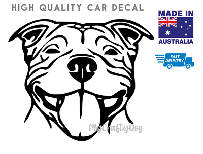 Staffy Head Sticker Staffordshire Bull Terrier Vinyl Car Decal Large ...