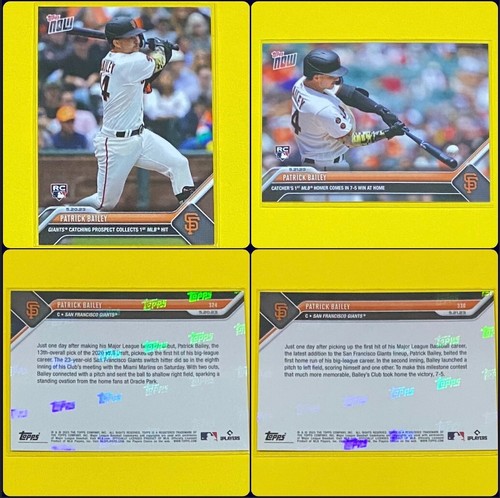 (2) 2023 MLB Topps Now Patrick Bailey ROOKIE CARDS SP Giants #324 ...