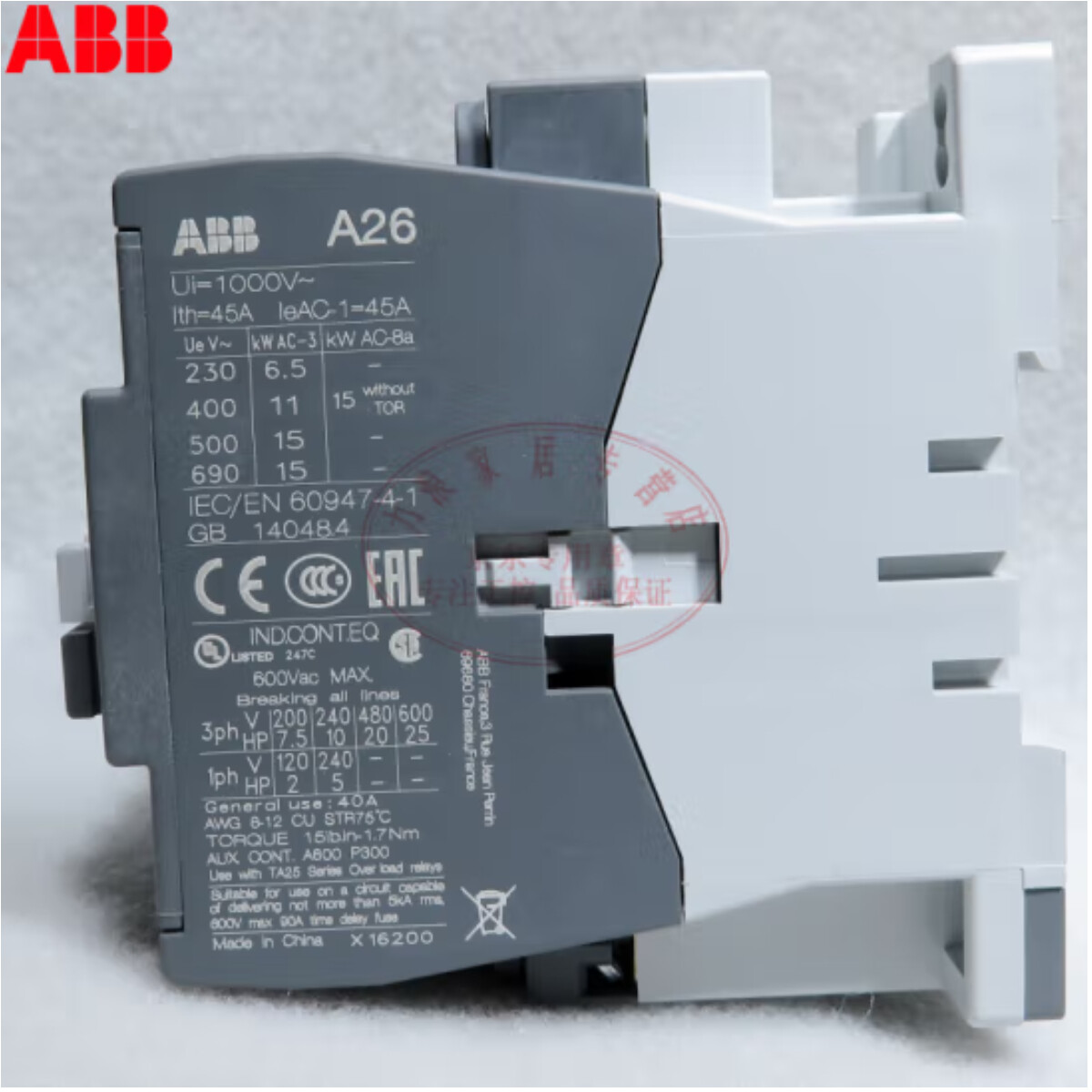 ABB AC Contactor A26-30-10 A26-30-01 Coil Voltages 24V 48V 110V 220V ...