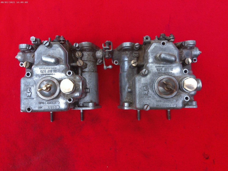 WEBER Bologna Italy 40DCOE27 PAIR CARBURETORS Intake Manifold PLENUM ...