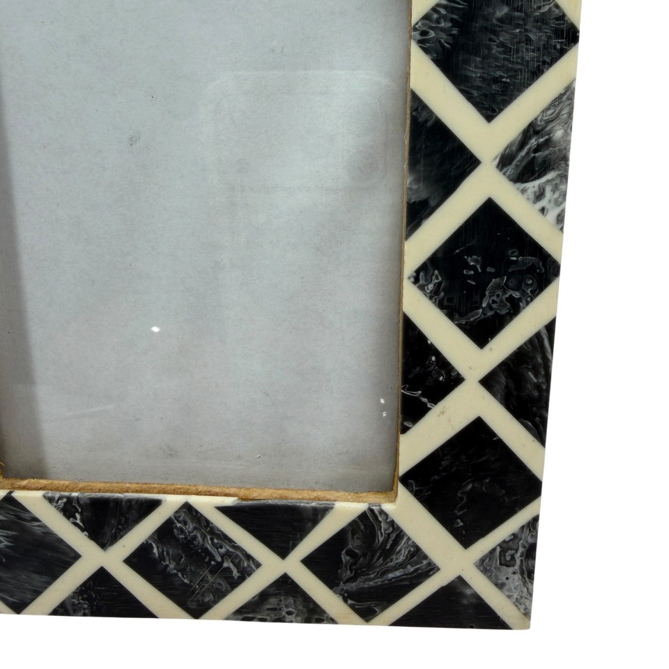 Bone Inlay Diamond Trellis Picture Frame Black Gray White 4x6 Tabletop ...