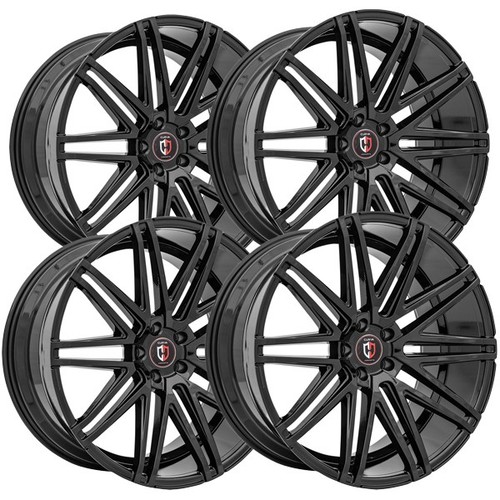 (Set of 4) Curva C48 22x9.5 6x120 +35mm Gloss Black Wheels Rims 22 ...