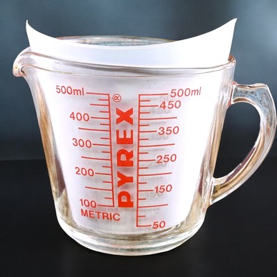 VTG Pyrex 516 Glass Solid Red Letter Measuring Cup 2 Cup 16 oz Closed D ...
