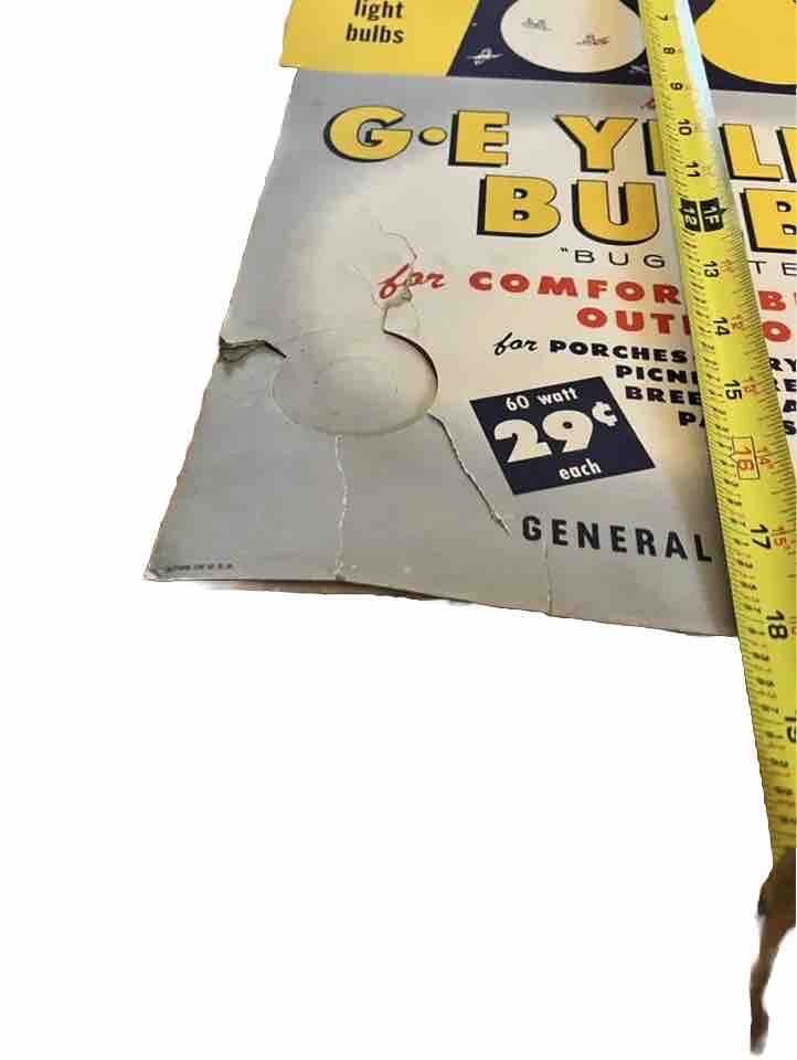 GE General Electric Light Bulb Advertising Sign Cardboard | eBay