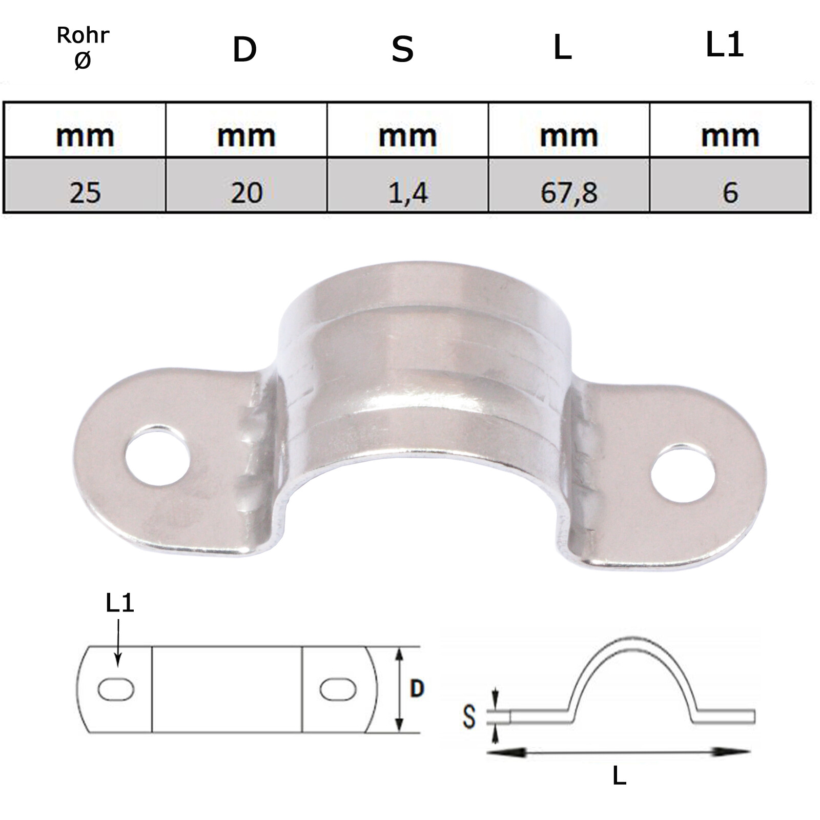 Rohrschelle Edelstahl V2A Bügelschelle Doppelschelle U Schelle Rohr ...