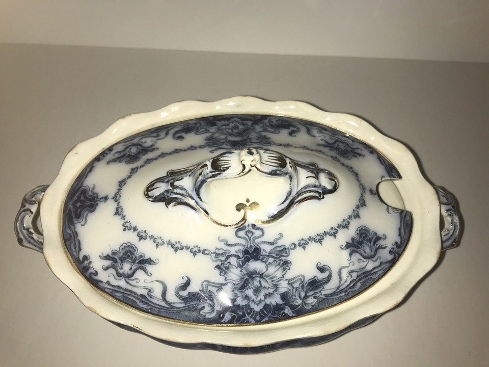 Antique c.1915 Bourne & Leigh Albion Pottery Flow Blue “MELROSE ...
