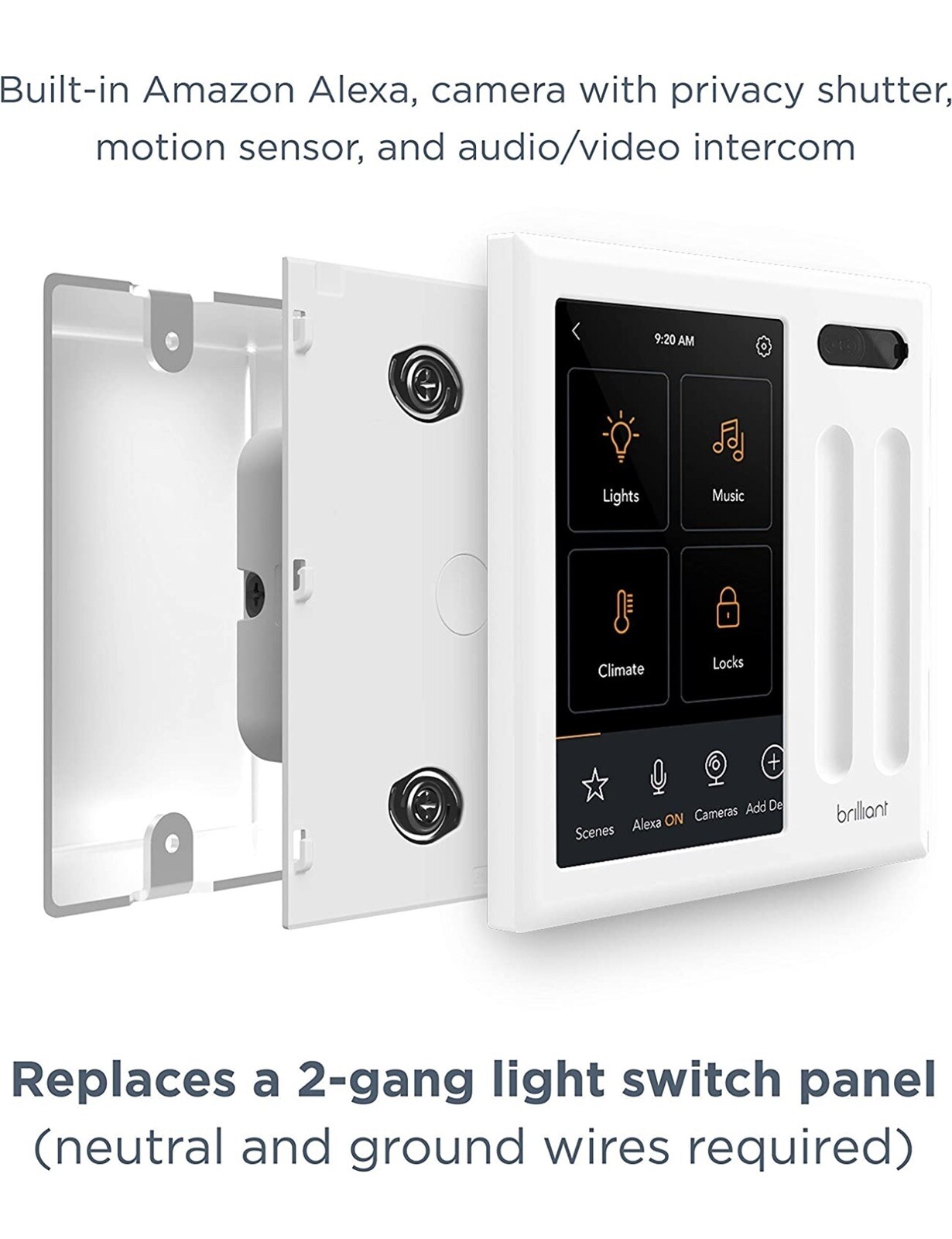 Brilliant 2-Switch Control Smart Home Panel - BHA120US-WH2 for sale ...
