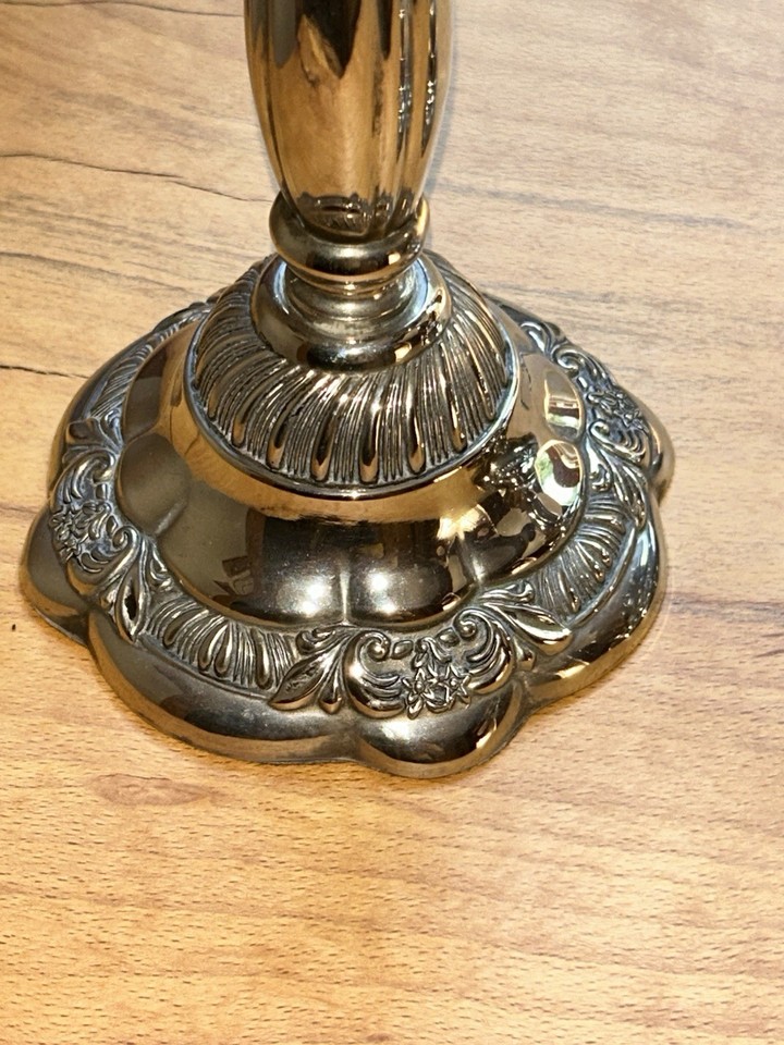 Pair Vintage Godinger Silver Art Company Silver Plated Candlesticks 10 ...